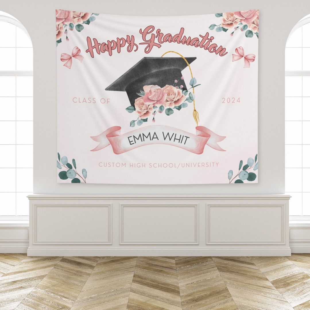 Coquette Graduation 2025 Banner, Custom Grad Photo Backdrop, Class of ...