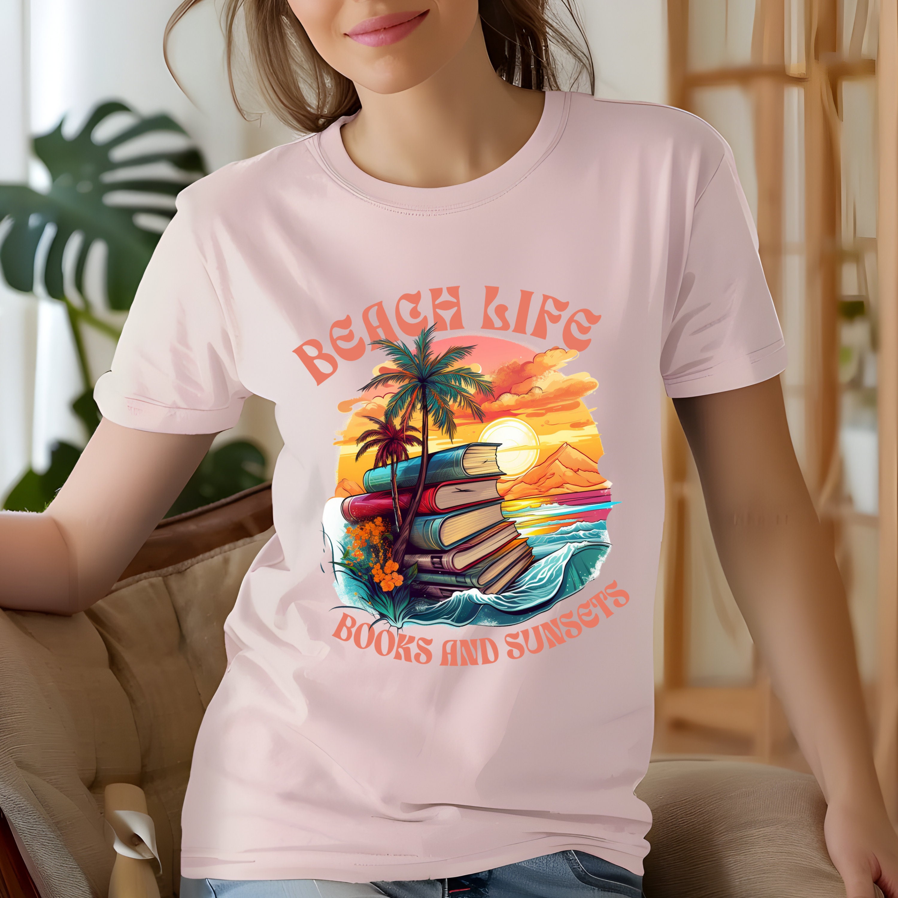 Bookish Shirt, Beach Reading Tee, Beach Life Shirt, Coastal Books Shirt ...