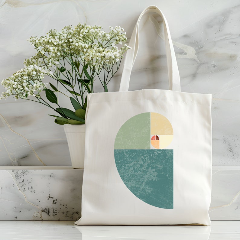 Fibonacci Golden Ratio Tote Bag Gift for Math Teacher, Sacred Geometry ...