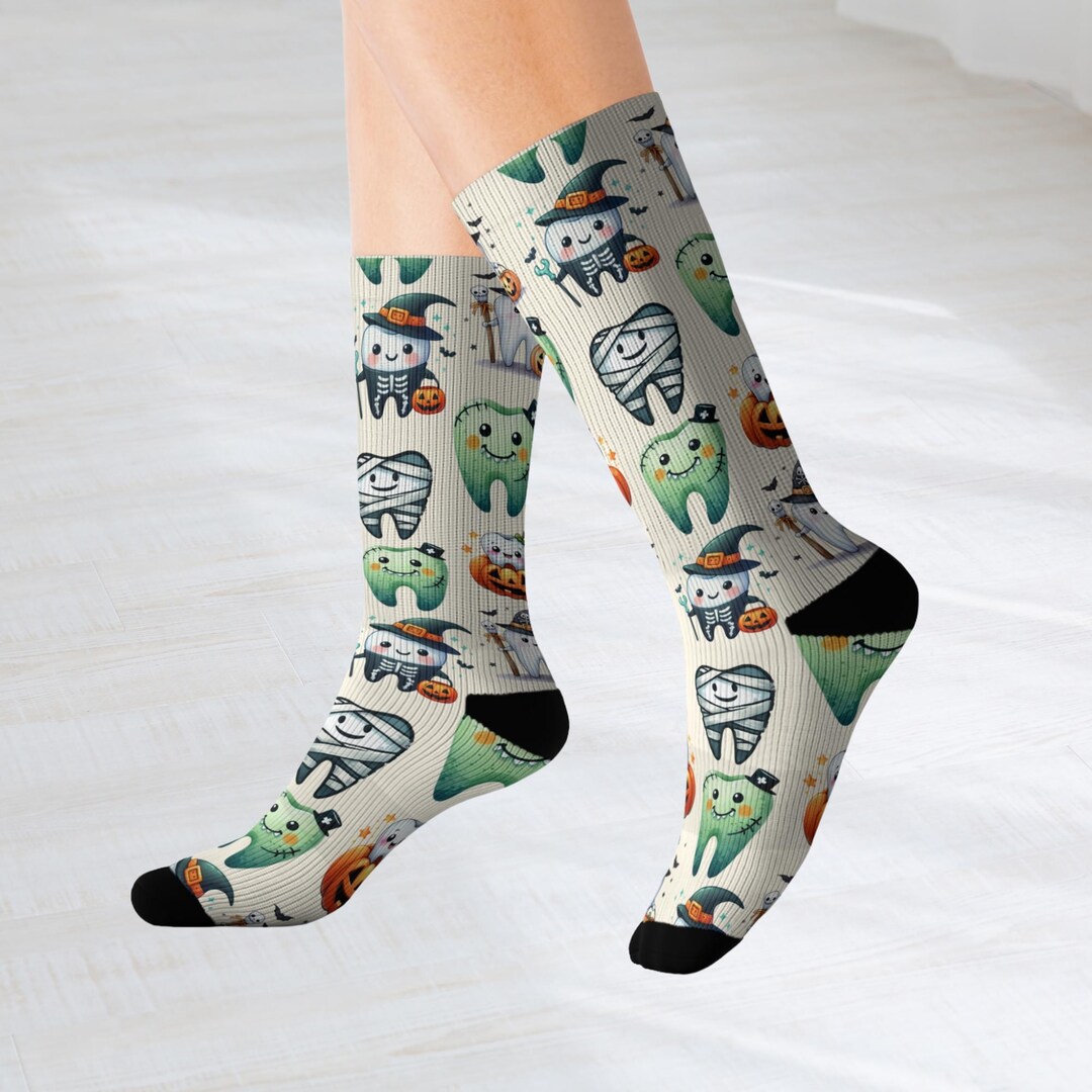 Dental Halloween Teeth Bat Socks, Spooky Season Dental Office Crew Gift ...