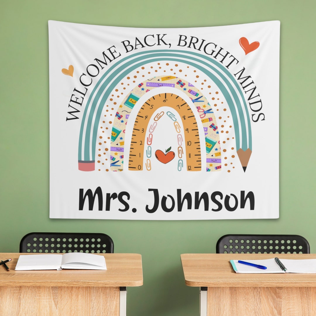 Personalized Teacher Rainbow Classroom Wall Hanging Flag Decor, Back to ...