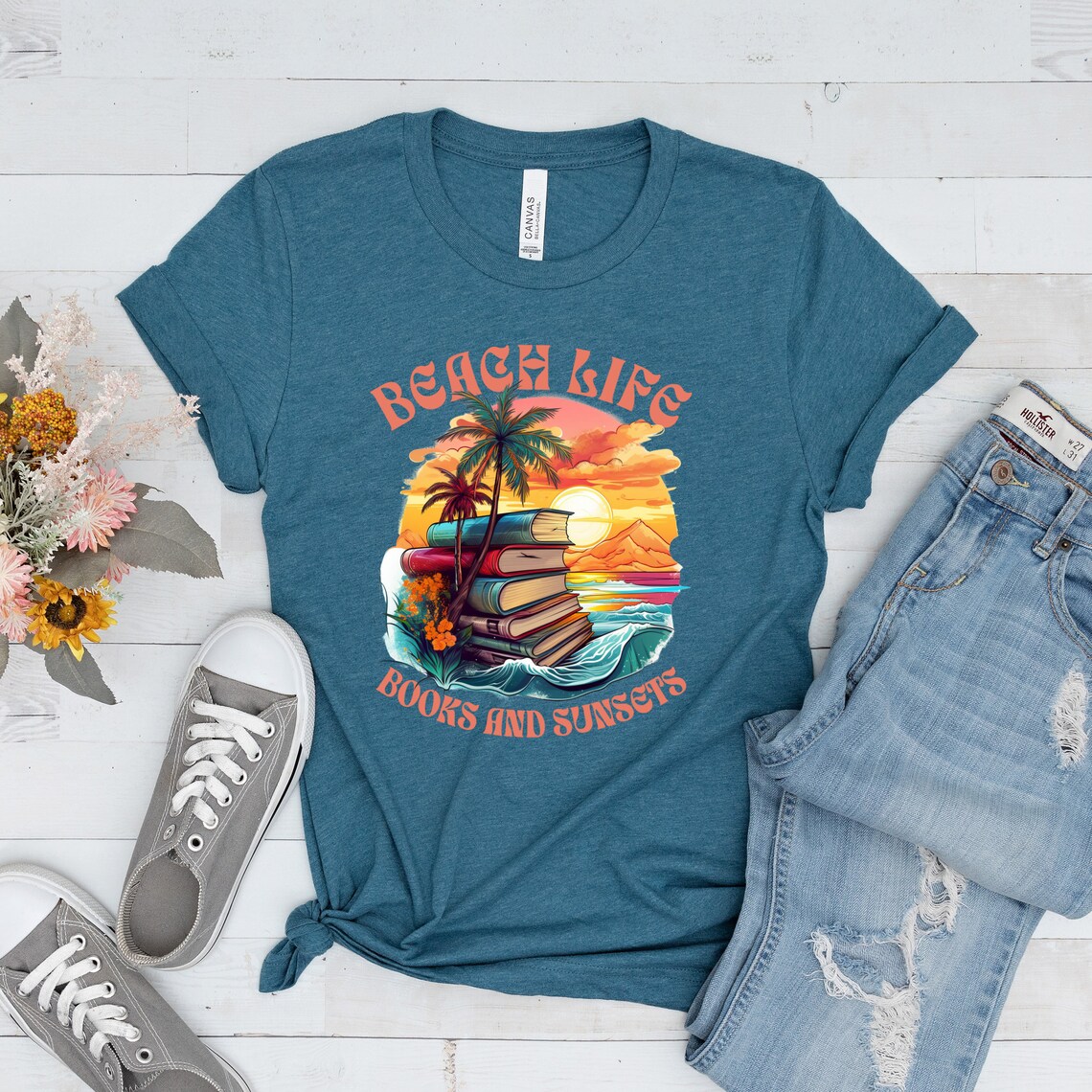 Bookish Shirt, Beach Reading Tee, Beach Life Shirt, Coastal Books Shirt ...
