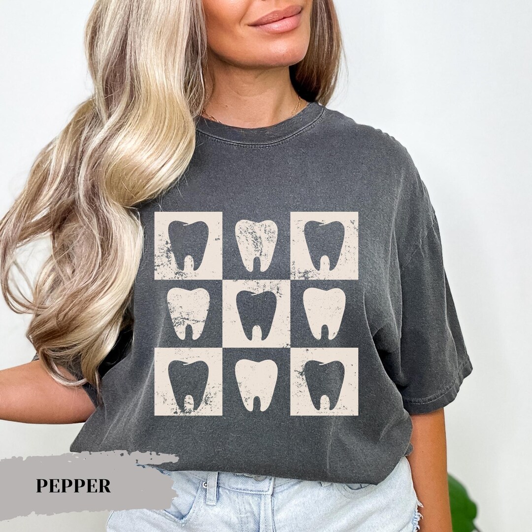 Checkered Teeth Retro Shirt Dentist Comfort Colors® Shirt, Dental ...