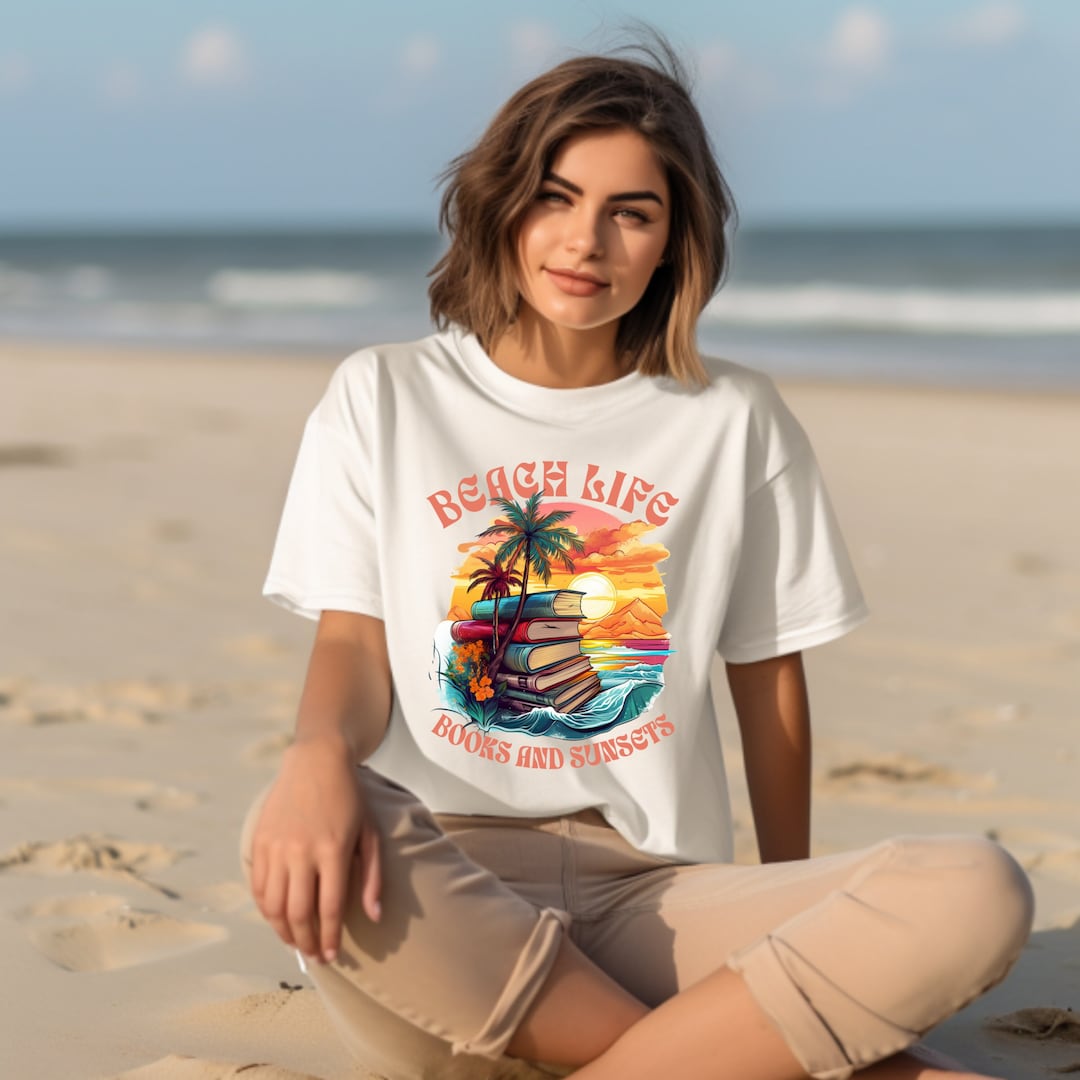Bookish Shirt, Beach Reading Tee, Beach Life Shirt, Coastal Books Shirt ...