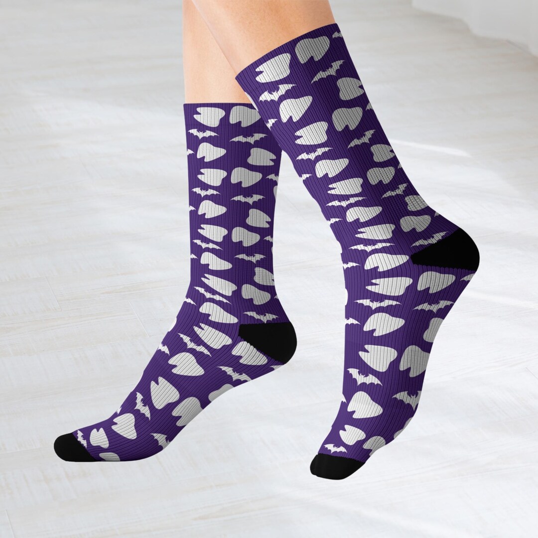 Dental Halloween Teeth Bat Socks, Spooky Season Dental Office Crew Gift ...