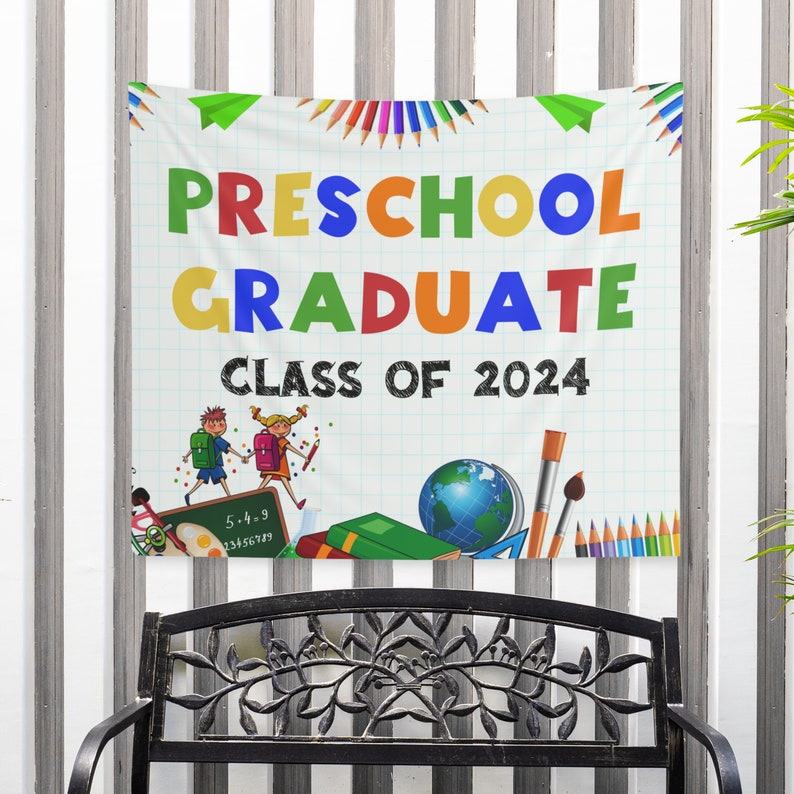 Preschool Graduation 2024 Photo Backdrop, Pre-k Graduation Banner, End ...