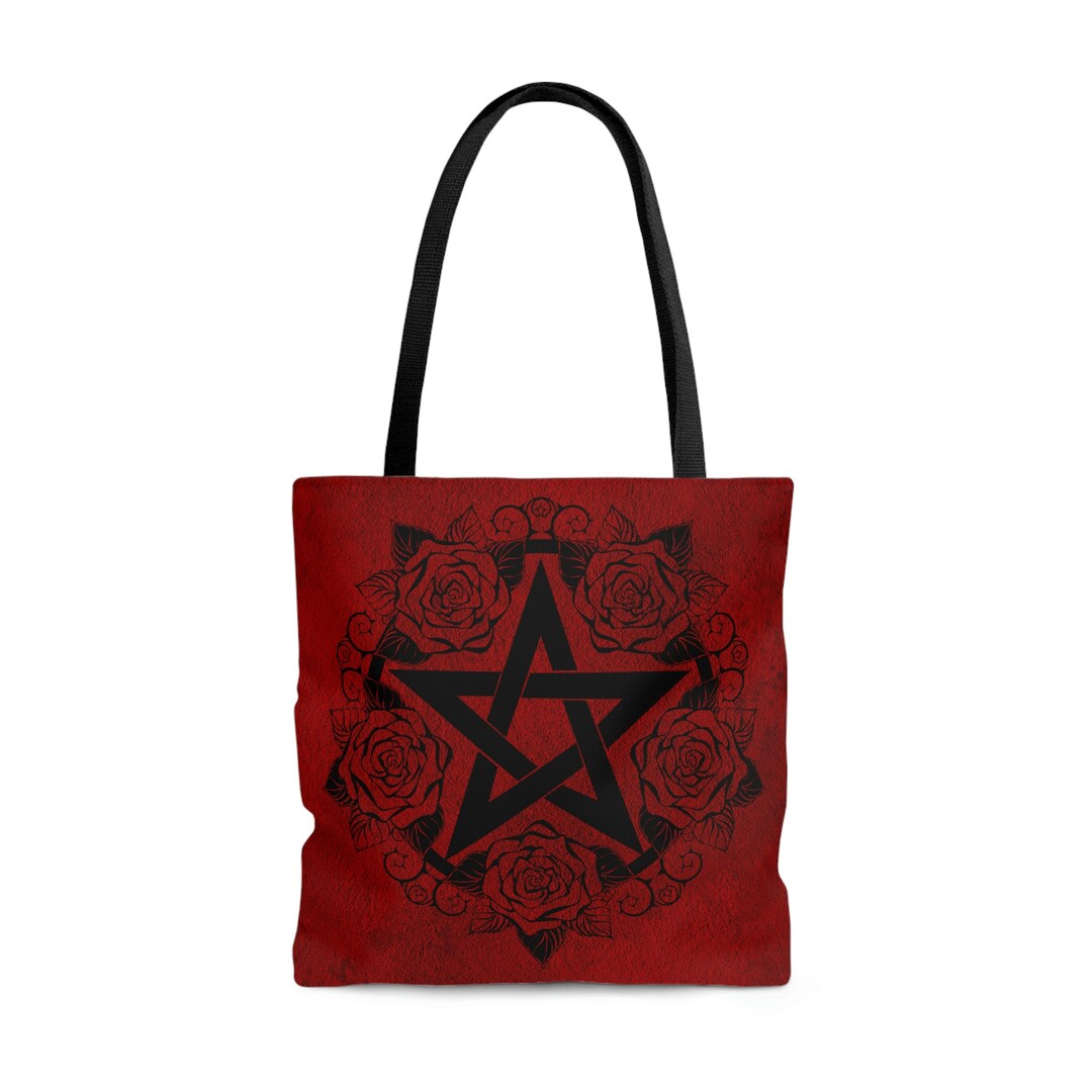 Red and Black Pentagram Tote Bag Witch Bag Witchy Bag Witchcraft Wicca ...