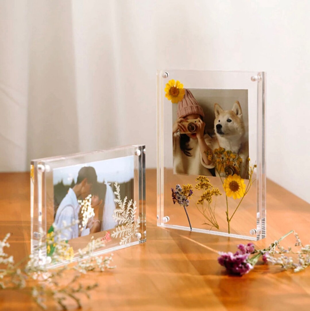 Photo Frame Transparent Acrylic Display Board Magnetic Double Sided ...