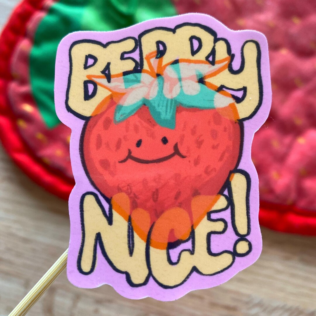 Berry Nice Strawberry Cartoon Sticker, Cute Sticker, Waterproof, Matte ...
