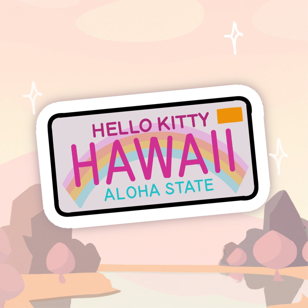 Hawaii Kitty License Plate Sticker - Etsy