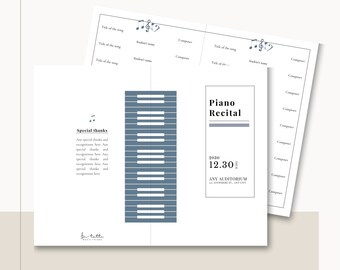 US Letter Recital Program Template Simple Design Piano, Editable Canva ...
