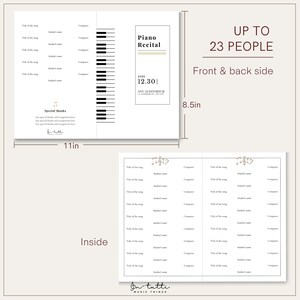 LETTER SIZE Editable Music Program Template Student Recital Piano ...