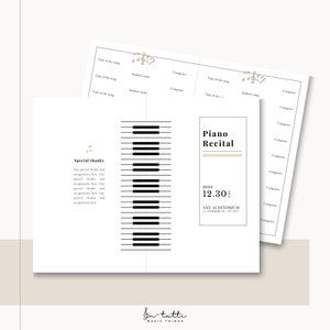 LETTER SIZE Editable Music Program Template Student Recital Piano ...