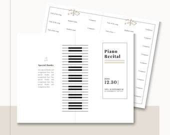 Piano Recital Program Template editable Recital Certificate of ...