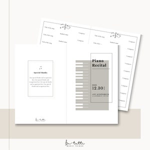 LETTER SIZE Editable Music Program Template Student Recital Piano ...