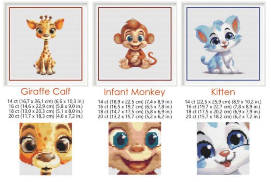 Baby Animal Cross Stitch Pattern Bundle - Etsy