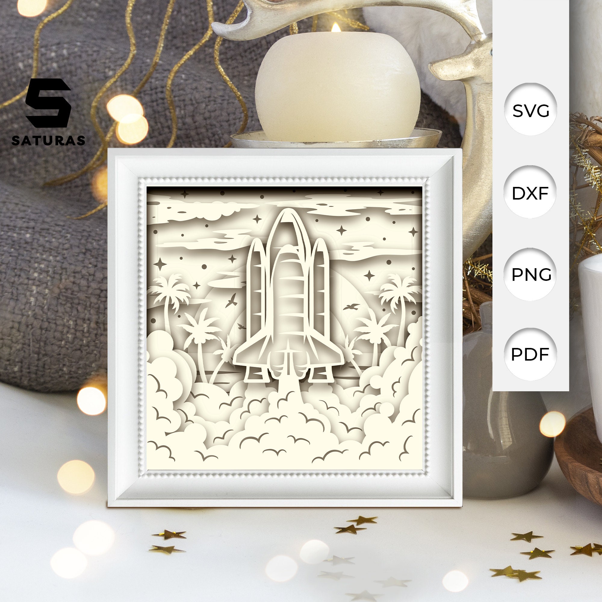 Rocket Paper Cut Light Box Template Sillhouette 3D Papercut - Etsy