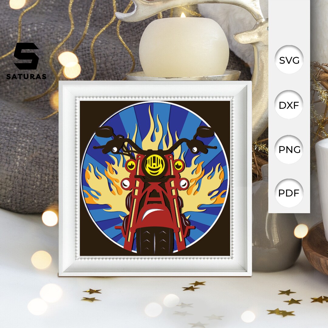 3D SVG Motorcycle Shadow Box, Motorcycle Papercut Layered 3D Svg ...