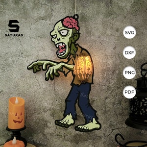 Lantern Zombie Halloween SVG for Cameo, Silhouette Studio, Halloween ...