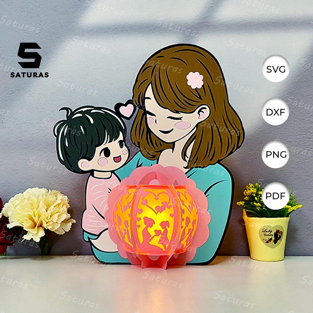Lantern Mother's Day Lantern PDF, SVG, Studio Template - Lantern for ...