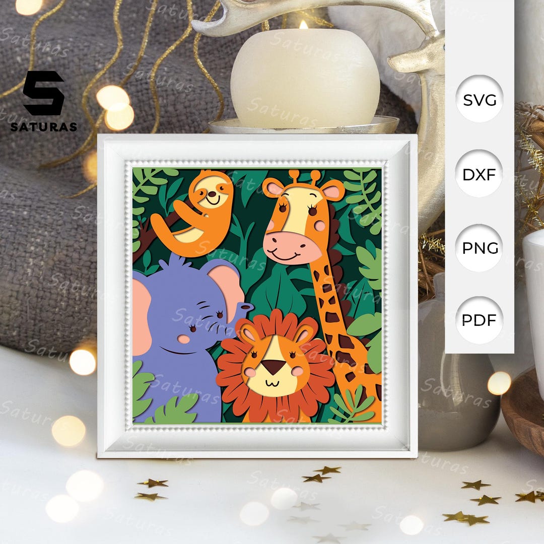 3D SVG Funny Animals Shadow Box, Funny Animals Papercut Layered 3D Svg ...