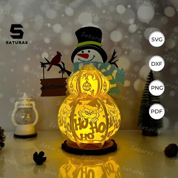 Snowman Lantern PDF, SVG, Studio Templates for You DIY Christmas ...