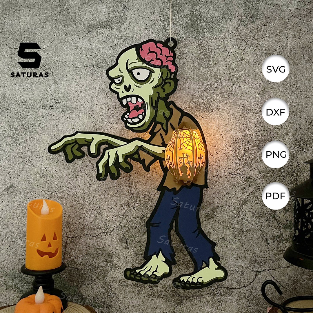 Lantern Zombie Halloween SVG for Cameo, Silhouette Studio, Halloween ...