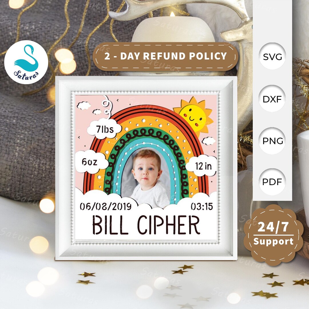 3D SVG Custom Baby Stats Shadow Box, Baby 3D Svg, Baby Shadow Box, Baby ...