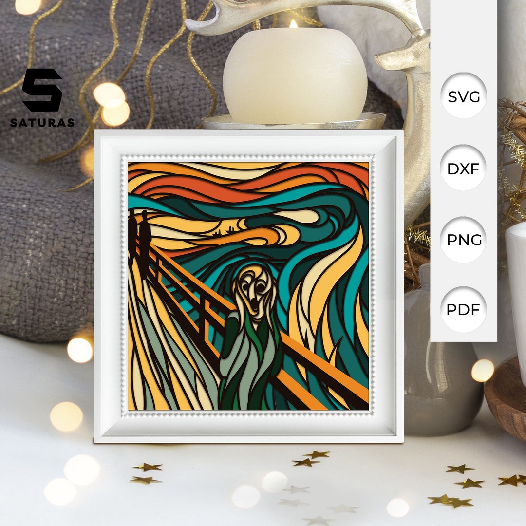 The Scream Paper Cut Light Box Template, Sillhouette, 3D Papercut ...
