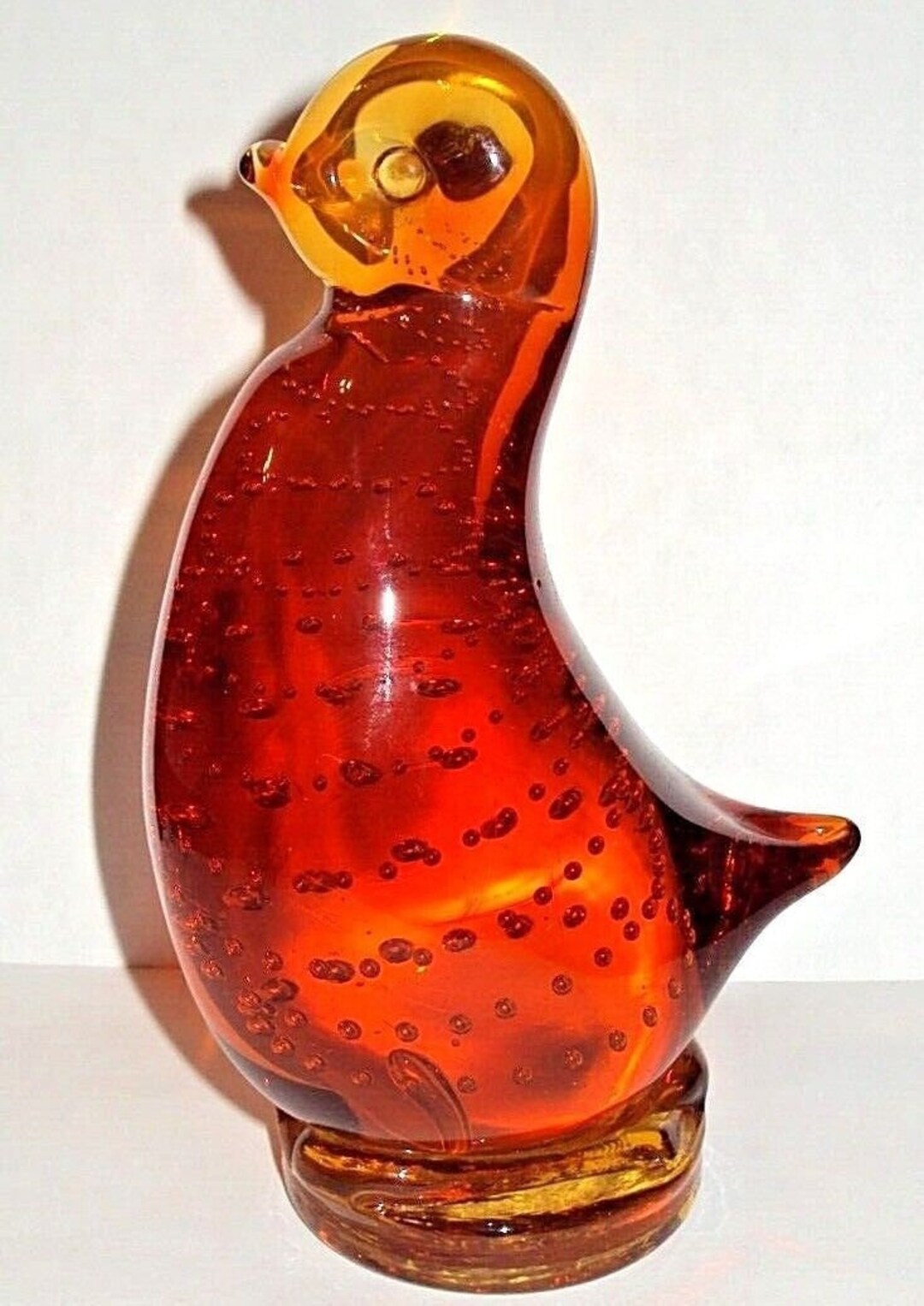 Hand Blown Glass Bird Figurine Amberina Amber Red Orange 5 1/2 Tall - Etsy