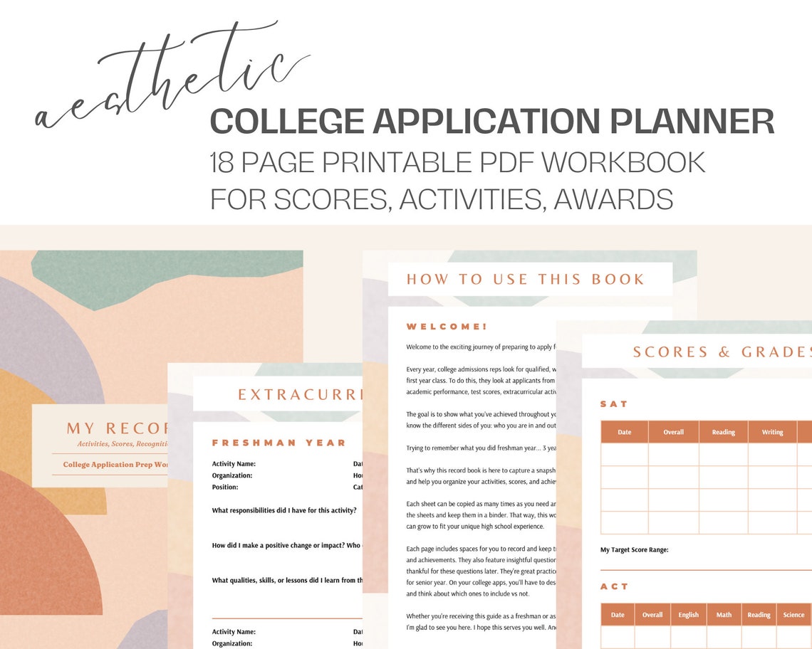 College Application Planner (18+ Page PDF Printable) for High School ...