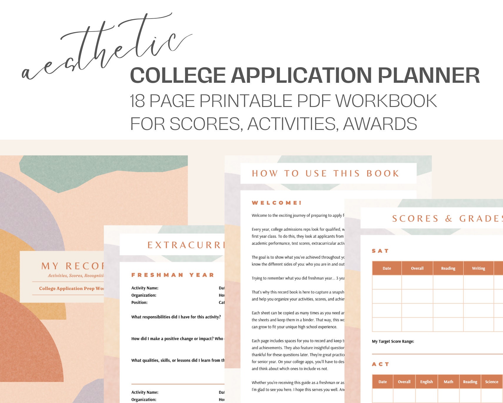 College Application Planner (18+ Page PDF Printable) for High School ...