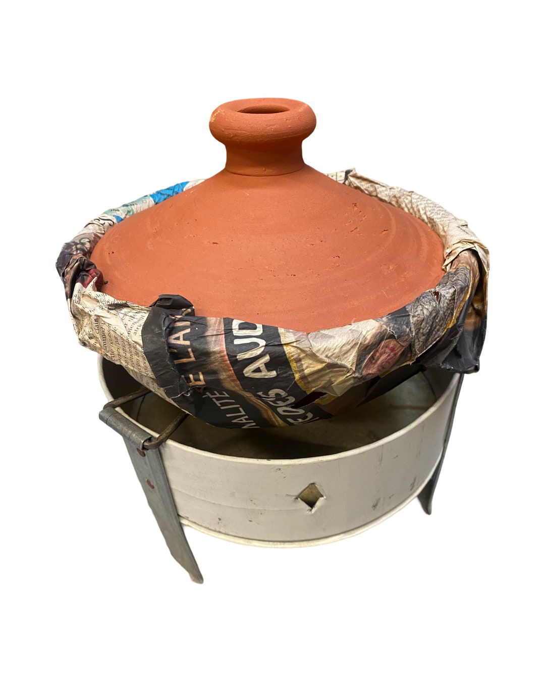 Moroccan Handmade Clay Tajine 26cm and Metal Base Majmar - Etsy