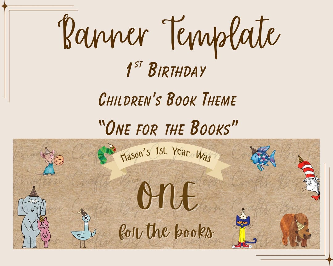 Children’s Book Themed Banner Template. "one for the Books" Editable on ...