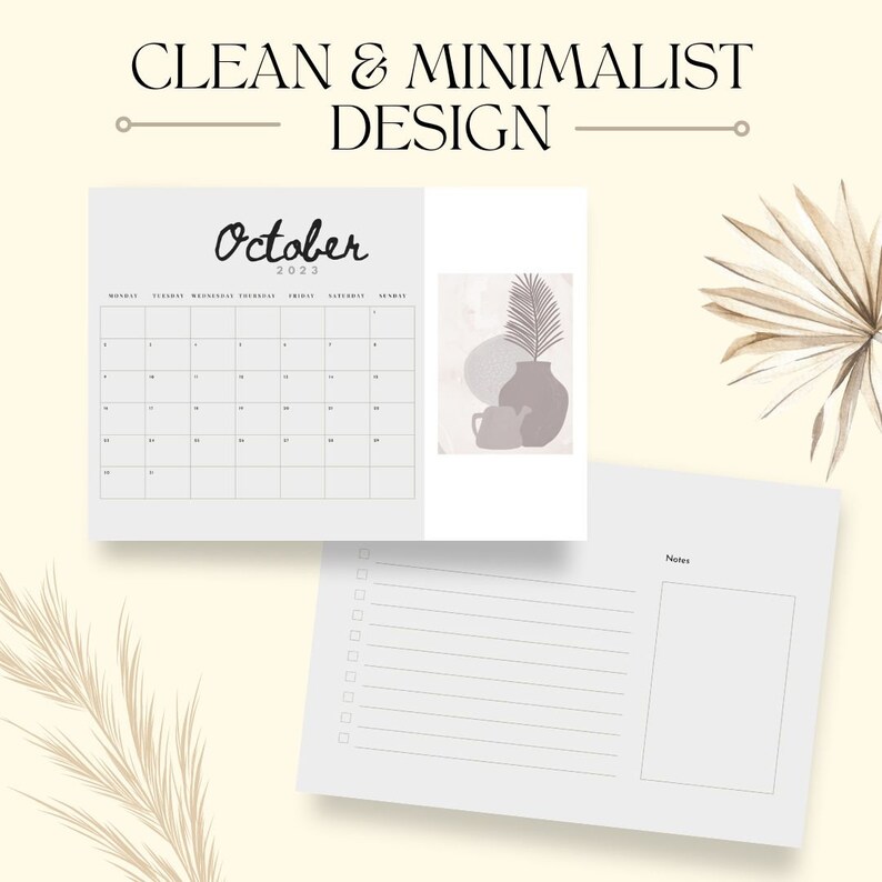 Minimalist Printable Calendar & Planner ,monthly Calendar Landscape ...