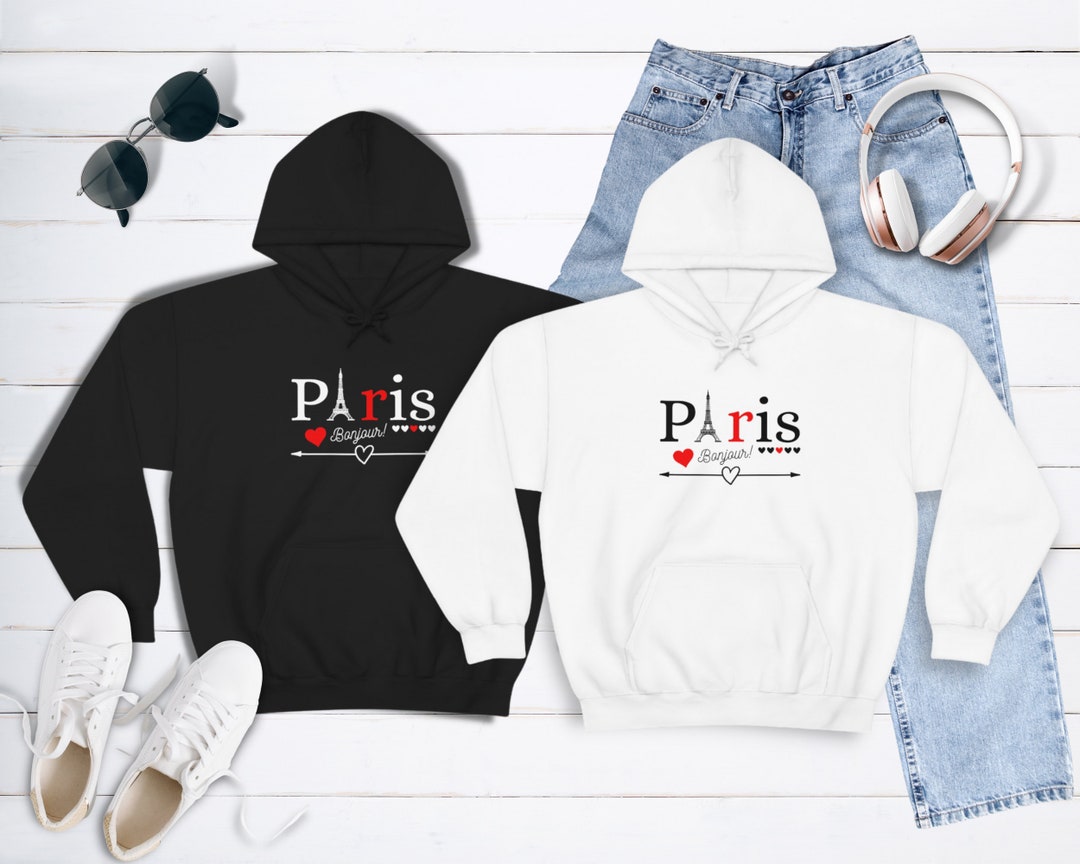 Paris Hoodie Paris Eiffel Tower Hoodie Paris Bonjour Hoodie Vacation ...