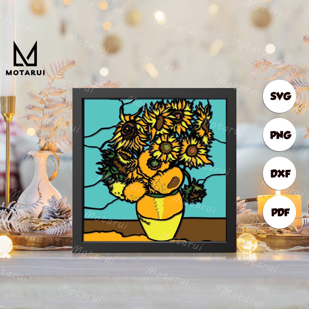 Sunflowers Shadow Box Svg, Sunflower Paper Cut Light Box, Cricut Files ...