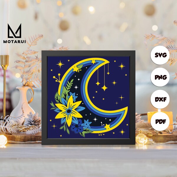 3d Moon Shadow Box Svg - Etsy