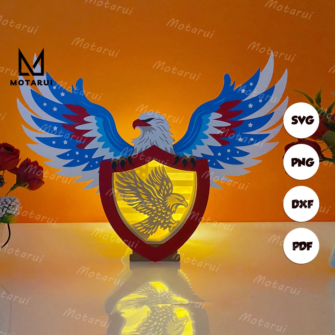 Eagle Usa Eagle Box Lamp for Home Decor, Usa Eagle Box SVG for Cricut ...