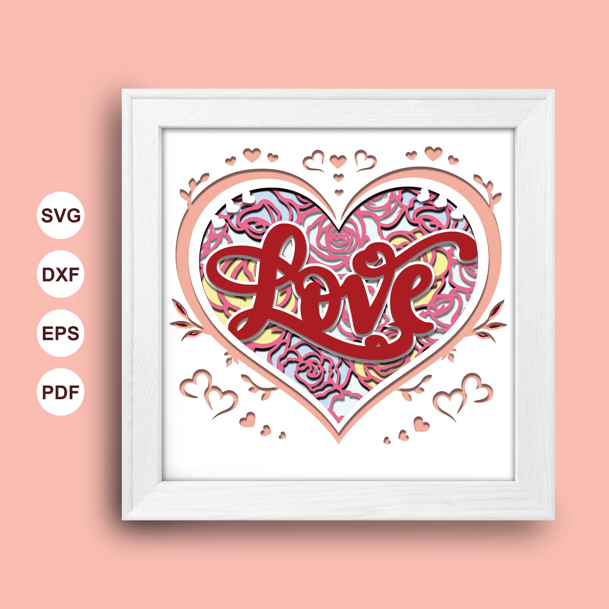 Love Roses Shadow Box Svg Love Roses Paper Cut Light Box - Etsy