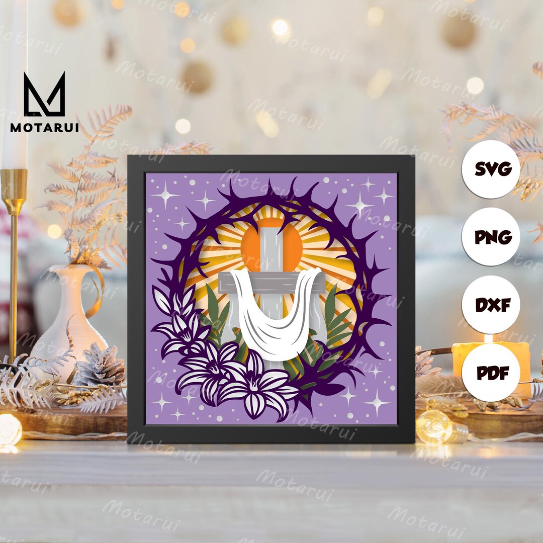 3D He is Risen, 3D Paper Cut Shadow Box Template, Shadow Box SVG, for ...