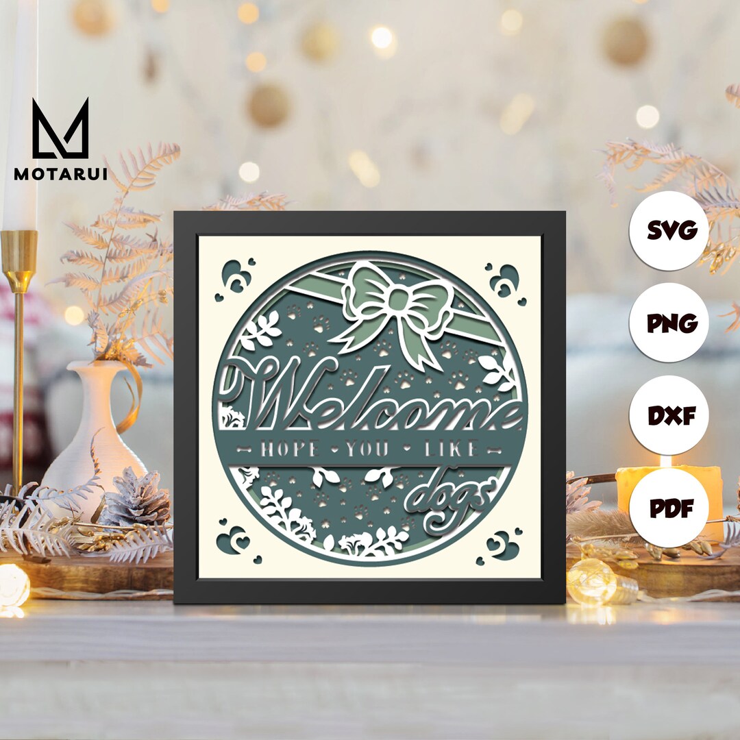 Welcome Shadow Box Svg, Welcome Paper Cut Light Box, Cricut Files, 3D ...