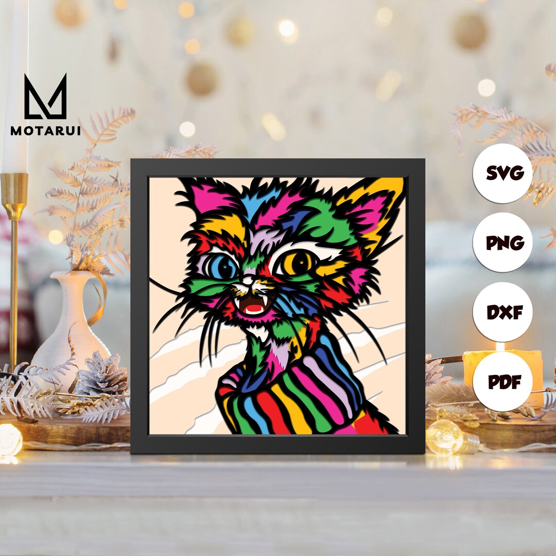 Funny Cats Shadow Shadow Box Svg, Cat Paper Cut Light Box, Cricut Files ...