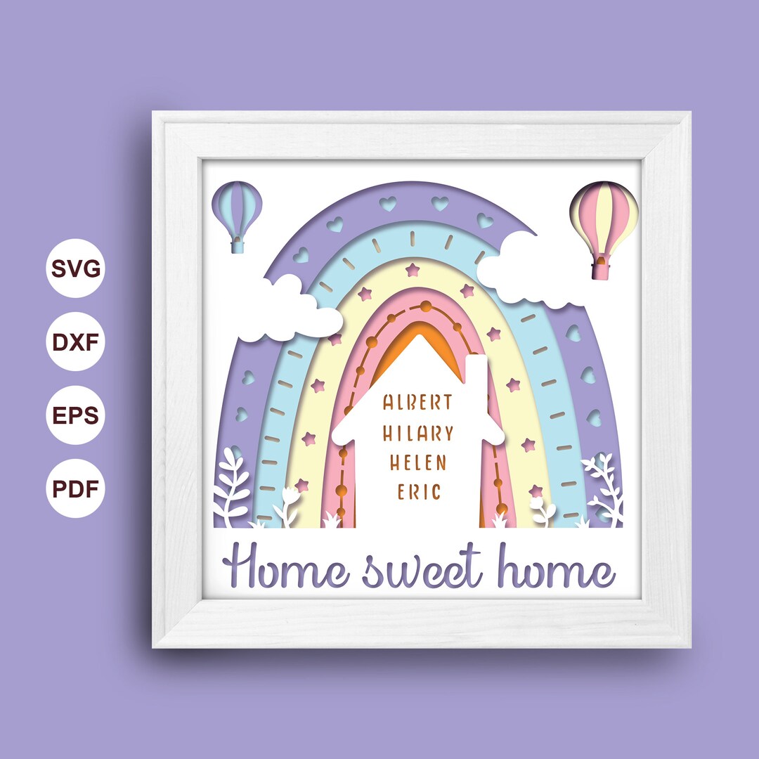 Custom Names Home Shadow Box Svg Names Home Paper Cut Light - Etsy