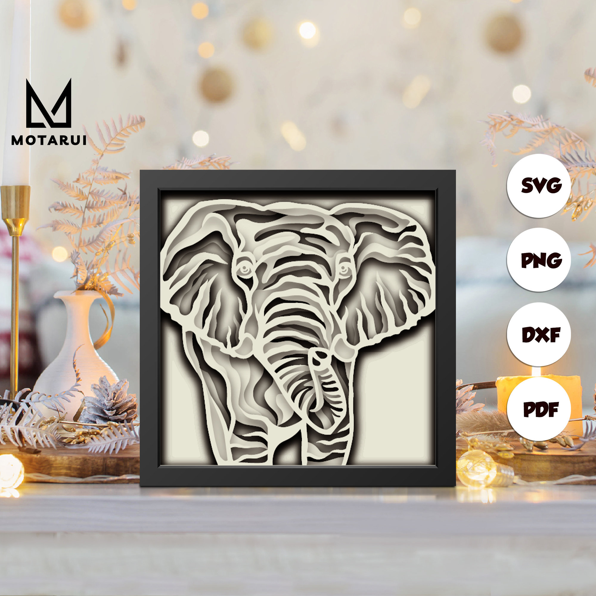 Elephant Shadow Shadow Box Svg Elephant Paper Cut Light Box - Etsy