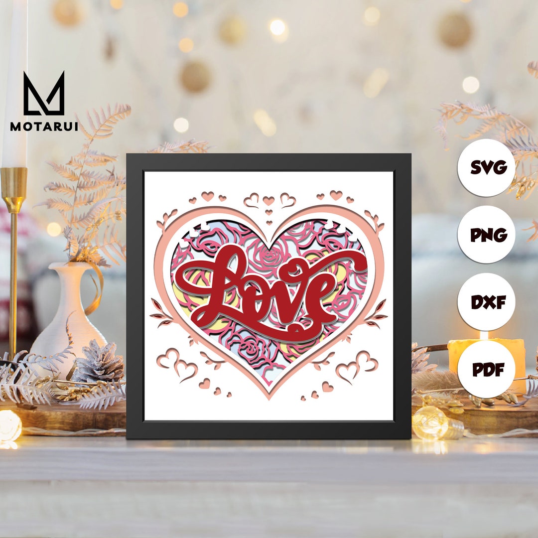 Love Roses Shadow Box Svg, Love Roses Paper Cut Light Box, Cricut Files ...