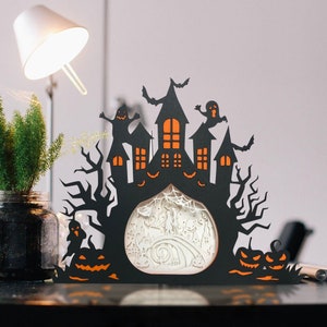 Nightmare Haunted Castle Shadow Box SVG Template, Halloween Paper ...