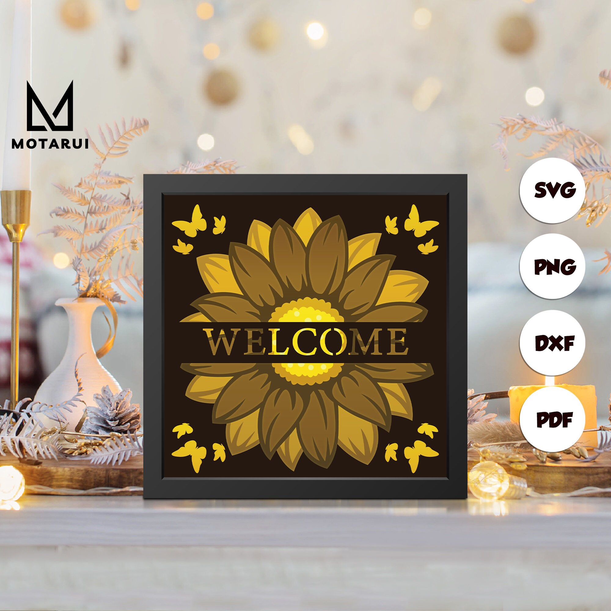 Sunflower Welcome Shadow Box Svg Welcome Paper Cut Light Box - Etsy Canada