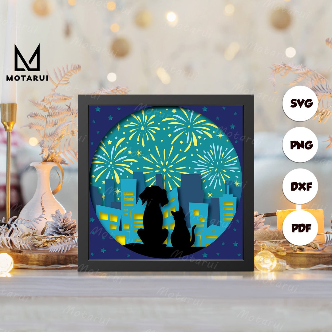 Firework 3 Shadow Box Svg, Firework Paper Cut Light Box, Cricut Files ...