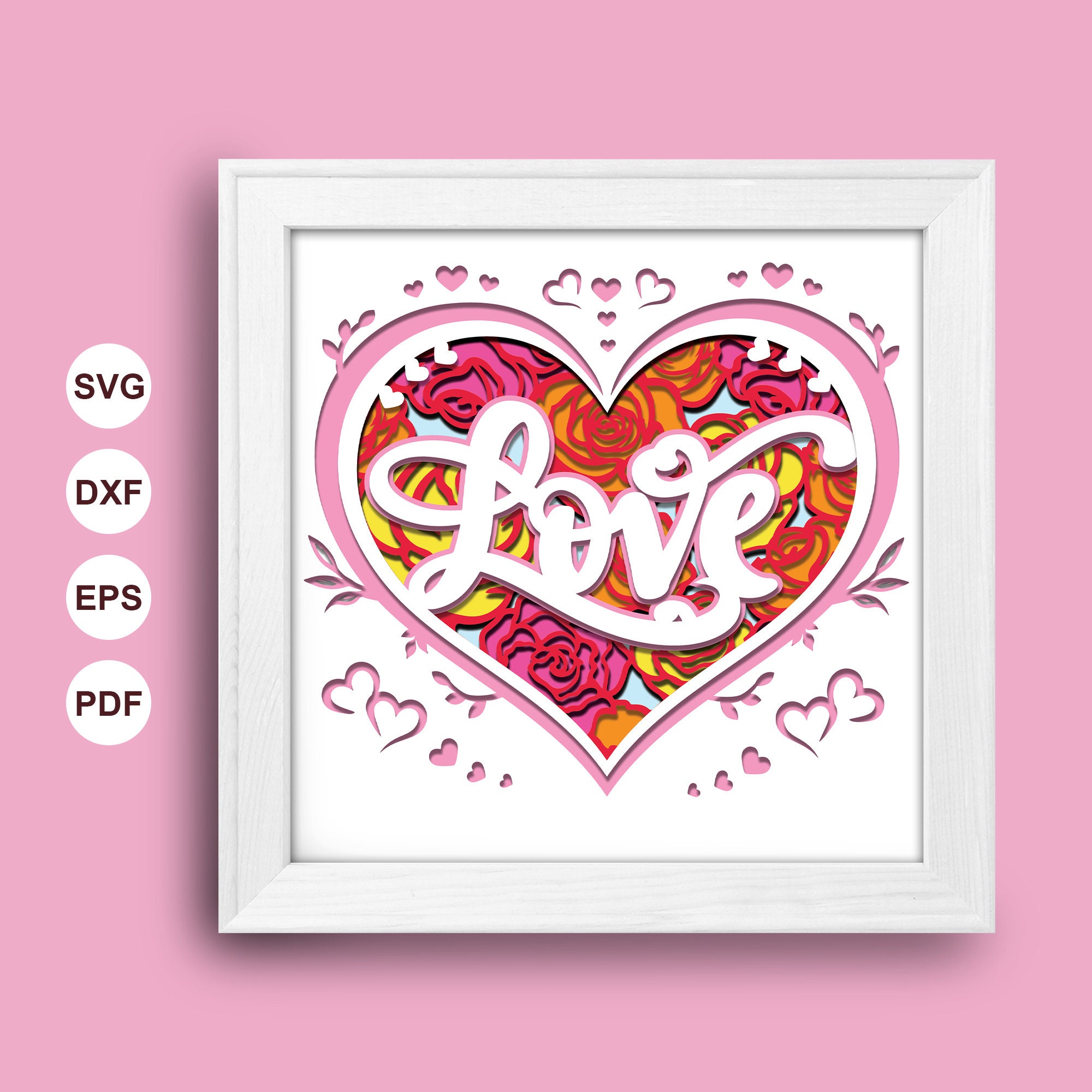 Love Roses Shadow Box Svg Love Roses Paper Cut Light Box - Etsy